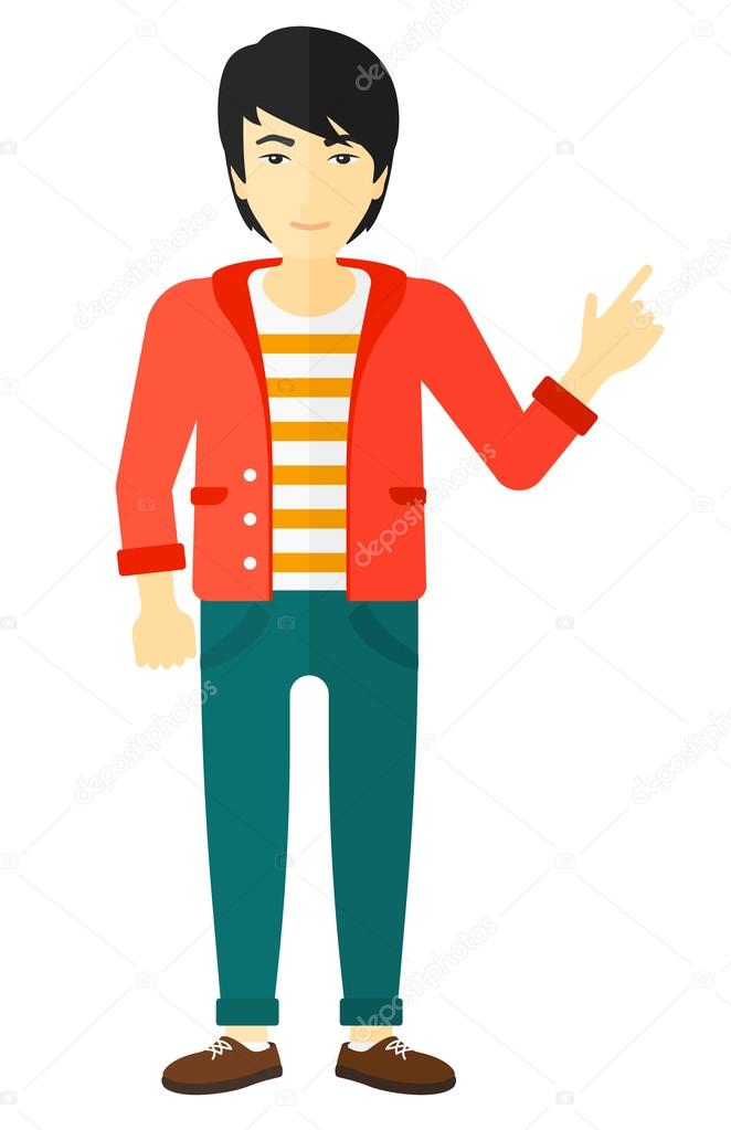 Man pointing up with his forefinger. Stock Vector Image by ...