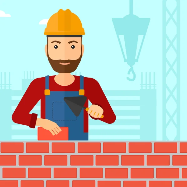 Bricklayer with spatula and brick. Stock Vector Image by ...