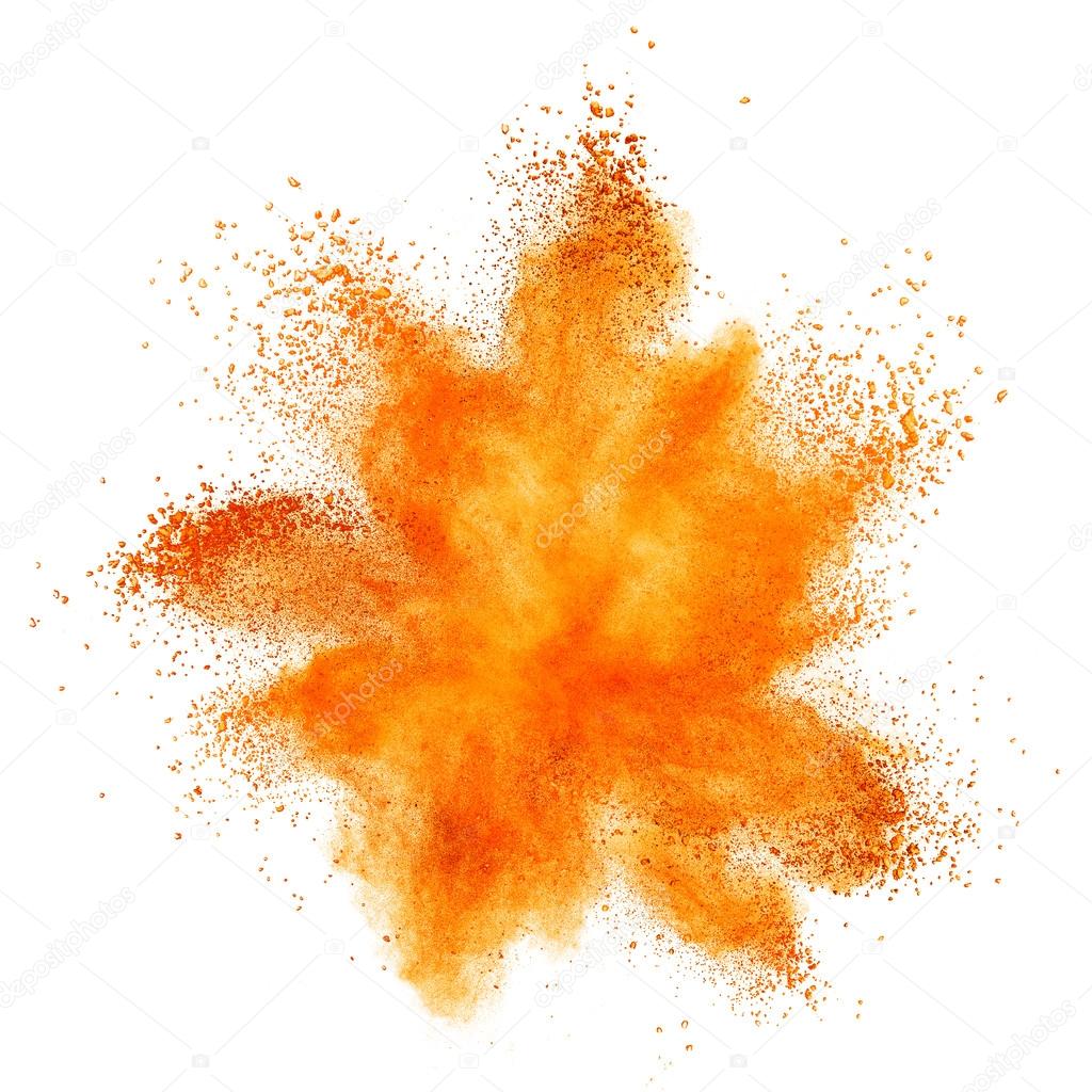 Orange powder explosion isolated on white Stock Illustration by ...