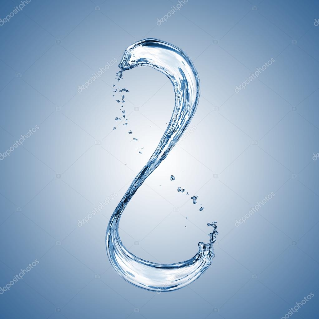 Water splash in shape of number 8 on blue — Stock Photo © artjazz #67042571