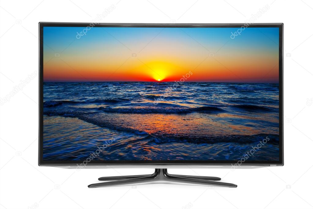 Televisión plana sobre el fondo blanco . — Foto de stock © Ivantsov ...