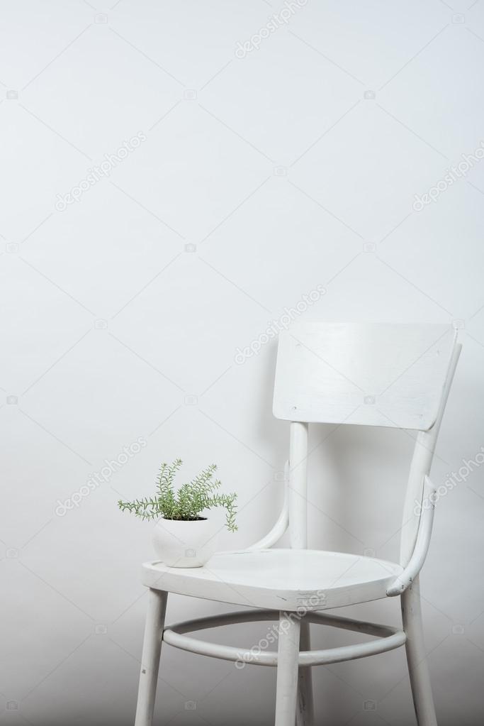 Chair and empty wall background, interior art poster mock up Stock ...
