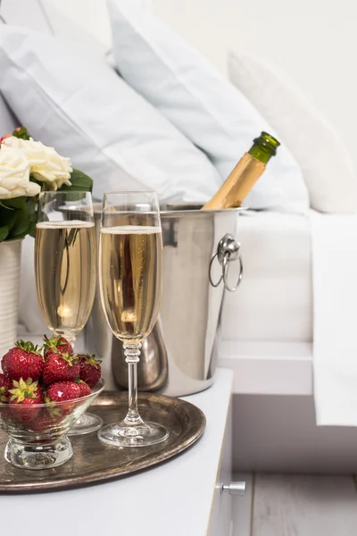 Champagne in bed — Stock Photo © manera #81688590