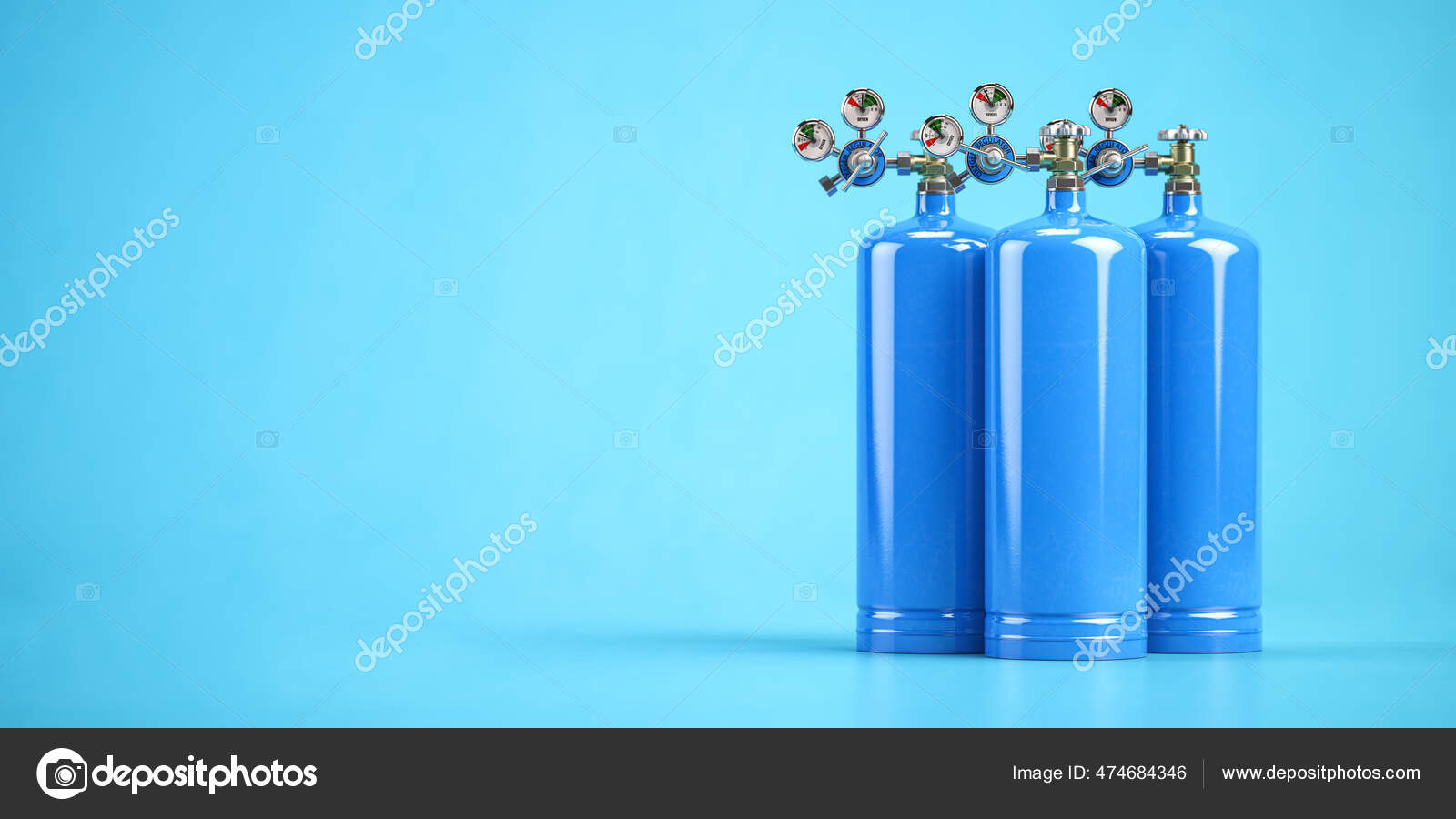 Blue Oxygen Tanks Cylinders Blue Background Illustration Stock Photo by ...