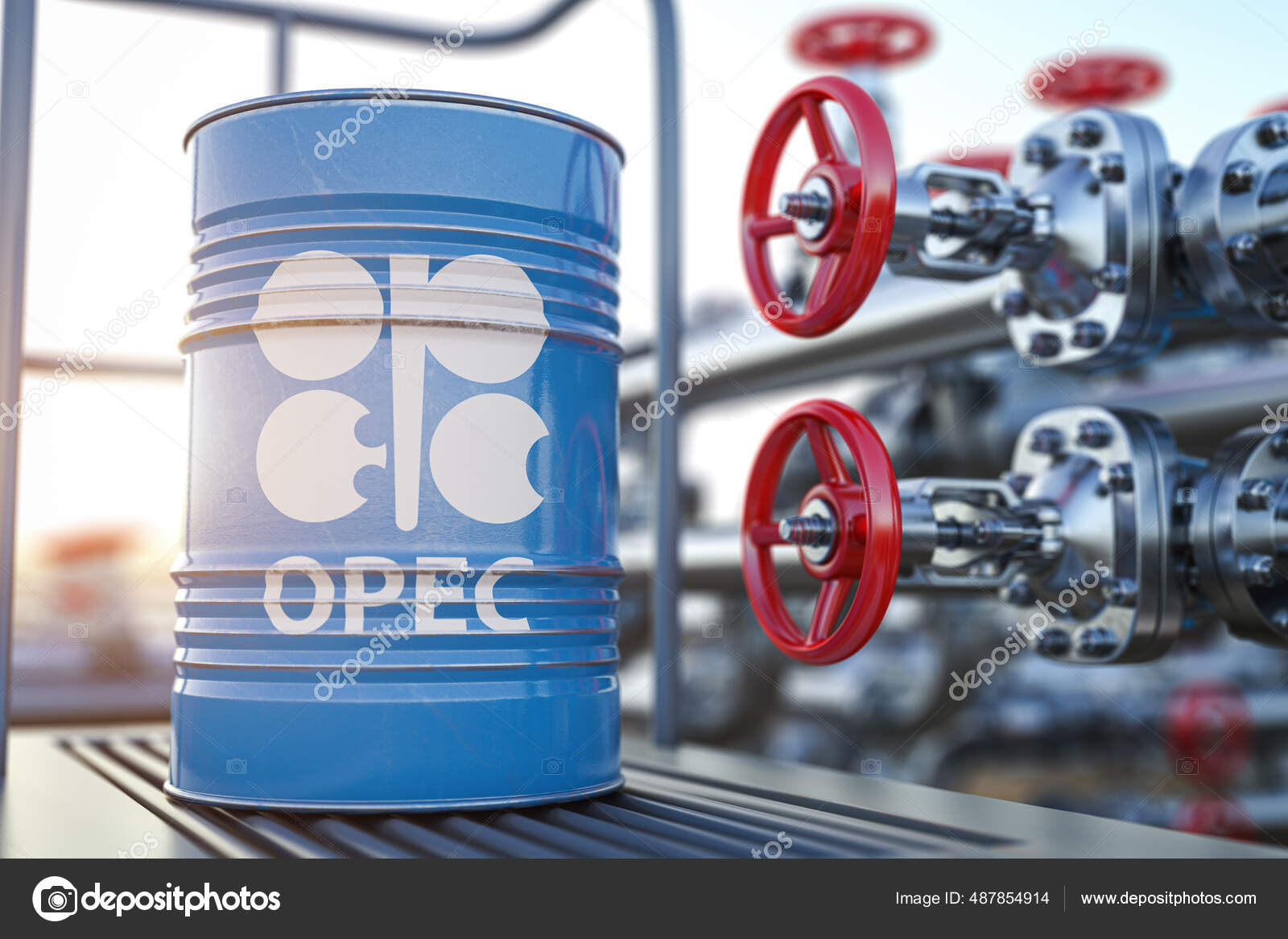 Opec Symbol Oil Barrel Oil Pipe Line Valve Front Barrels Stock Photo by ...