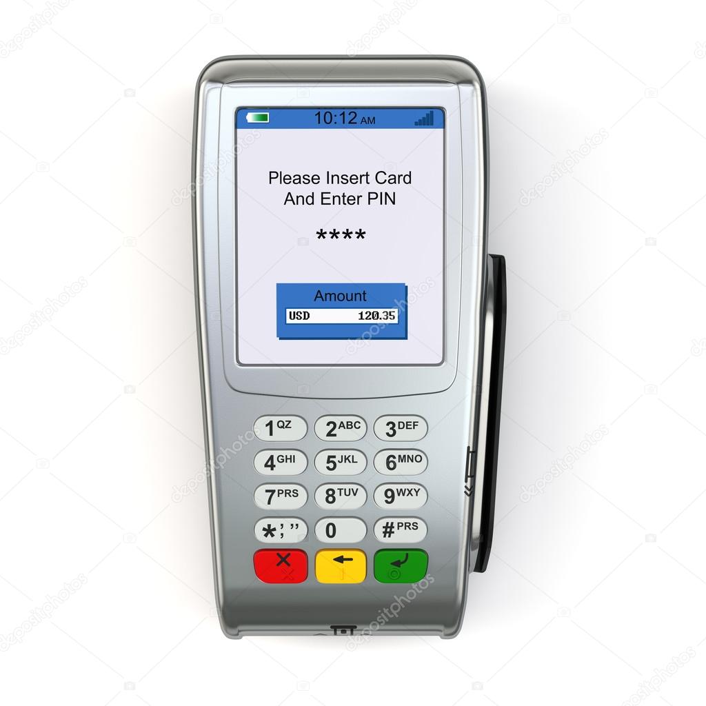 POS terminal isolated on white background. Stock Photo by ©maxxyustas ...