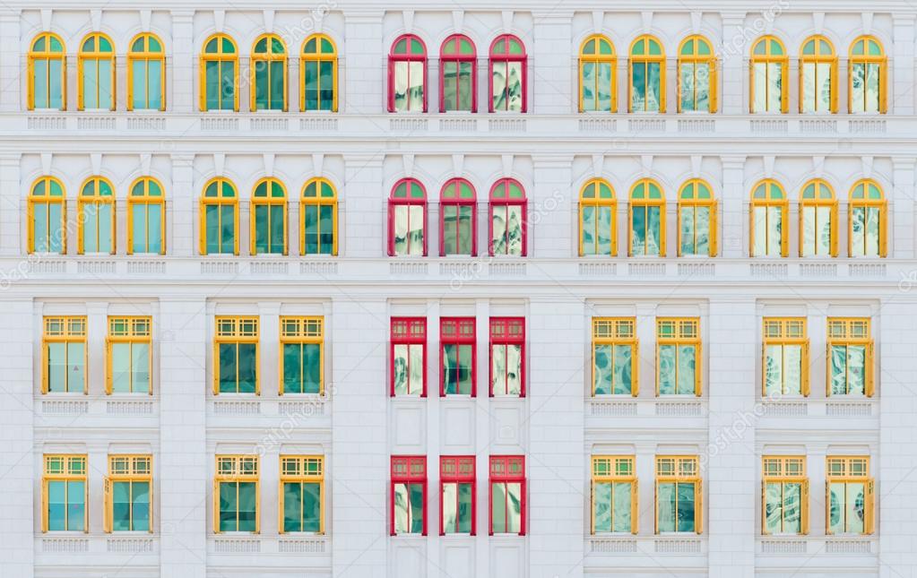 Red and yellow open windows on classical building Stock Photo by ©Iryna ...