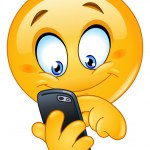 Émoticône avec téléphone portable — Image vectorielle yayayoyo © #13217860