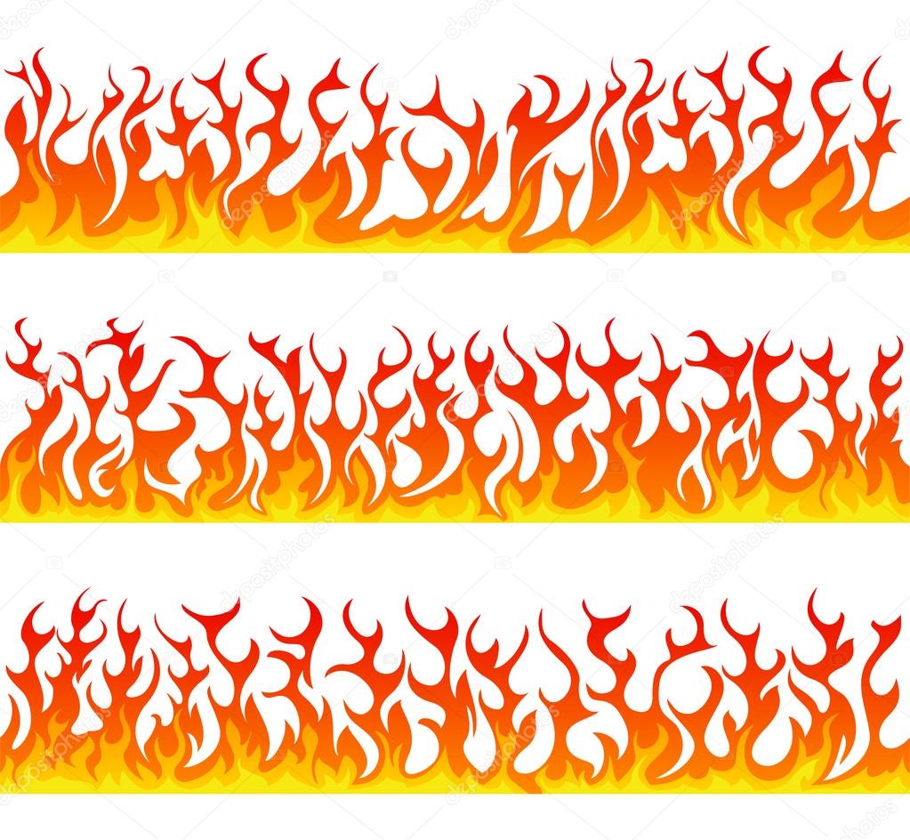 Seamless fire flames line vector set Stock Vector Image by ©Zybr78 ...