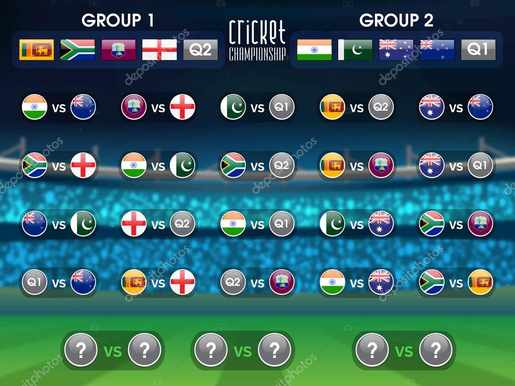 Cricket Match Schedule with participant countries. Stock Photo by ...