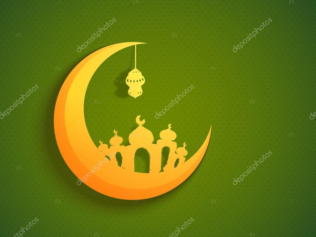 Golden Moon, Mosque and Lamp for Ramadan. Stock Vector Image by ...