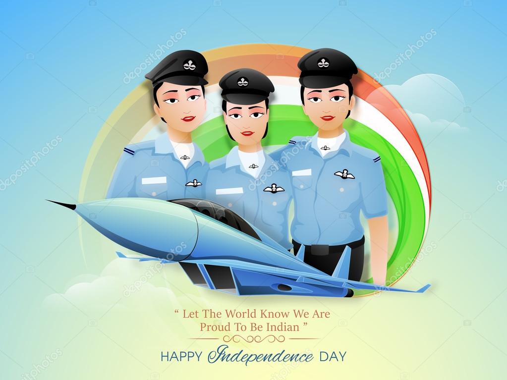 Women Fighter Pilots for Indian Independence Day. — Stock Vector ...