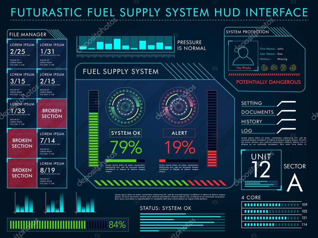 Fuel Supply System HUD Interface layout. Stock Vector by ...