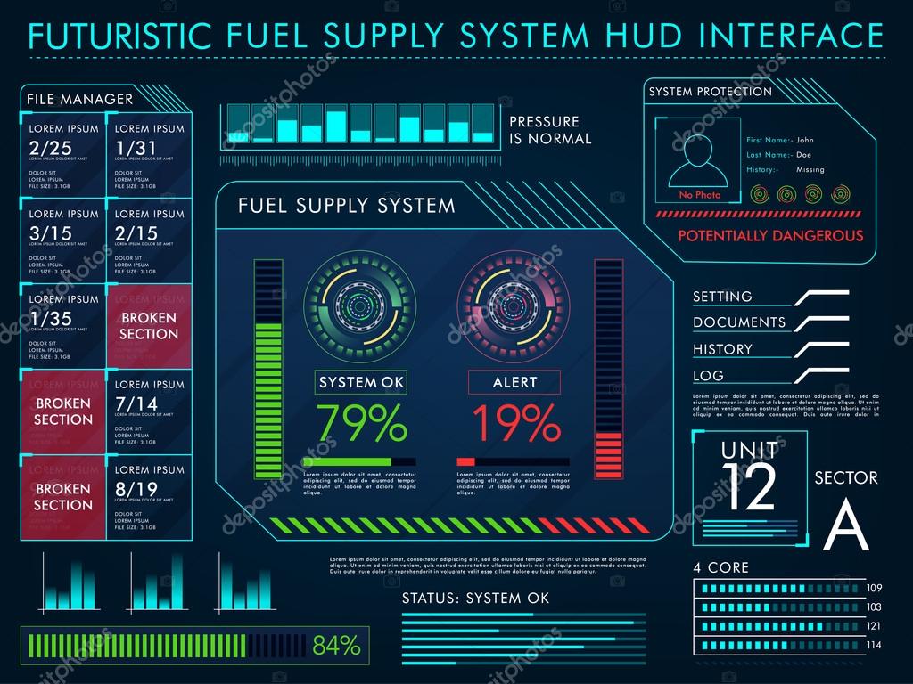 Fuel Supply System HUD Interface. Stock Vector by ©alliesinteract 123788988