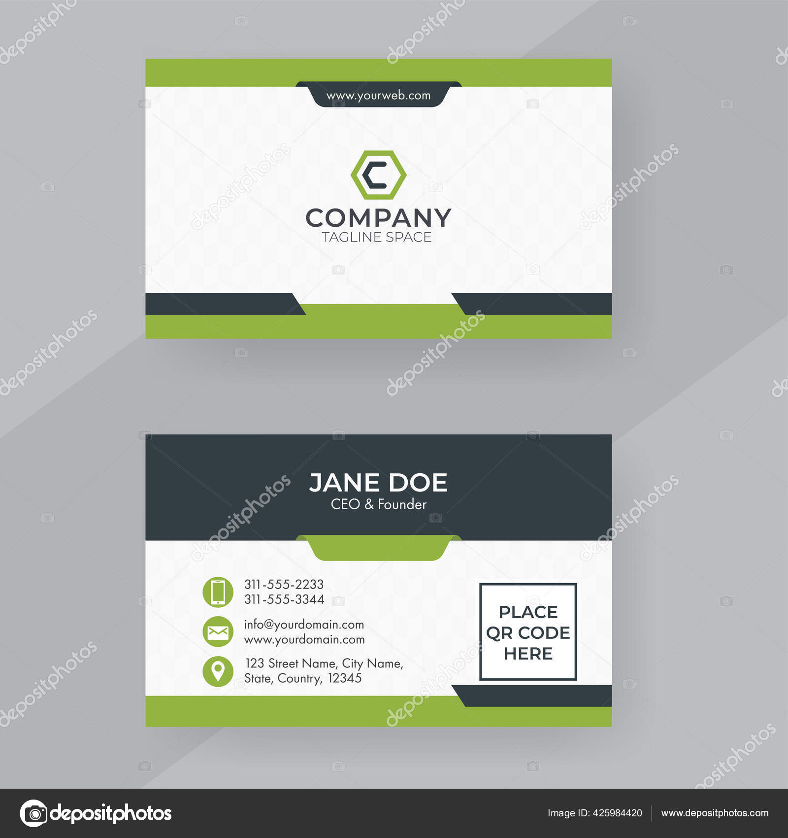 Professionel Visitkort Skabelon Layout Foran Bagved Visning Stockvektor ...