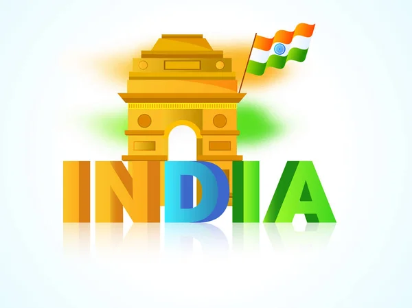 Indien karta med india gate, asoka hjulet. EPS 10. vektor av ...