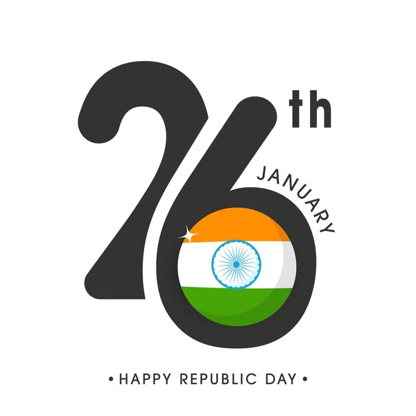 3D text 26 January with Ashoka Wheel for Happy Indian Republic Day ...