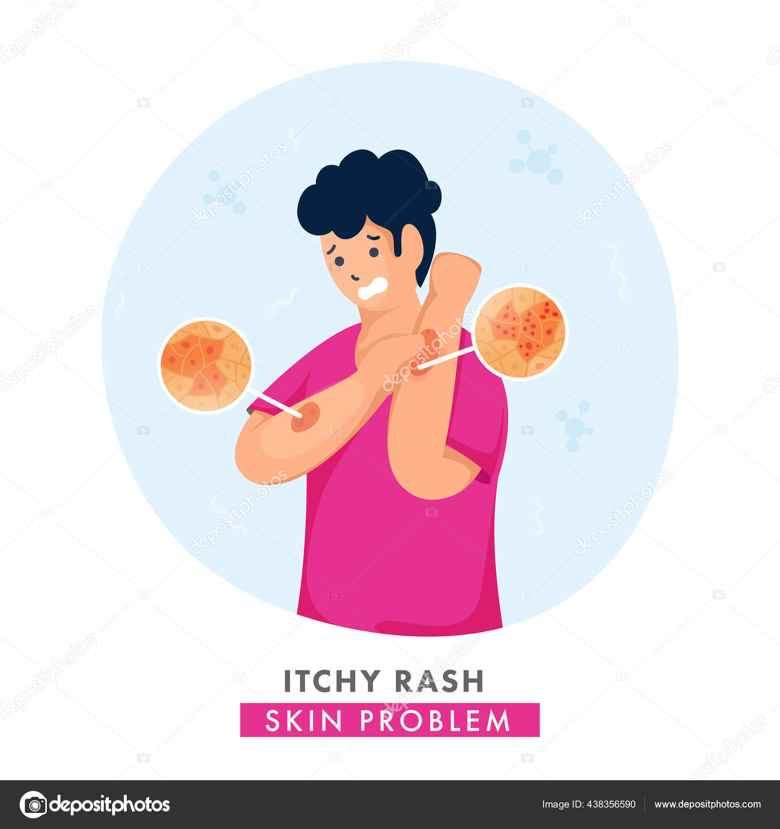 Cartoon Young Boy Itching His Hands Showing Skin Rashes White Stock ...