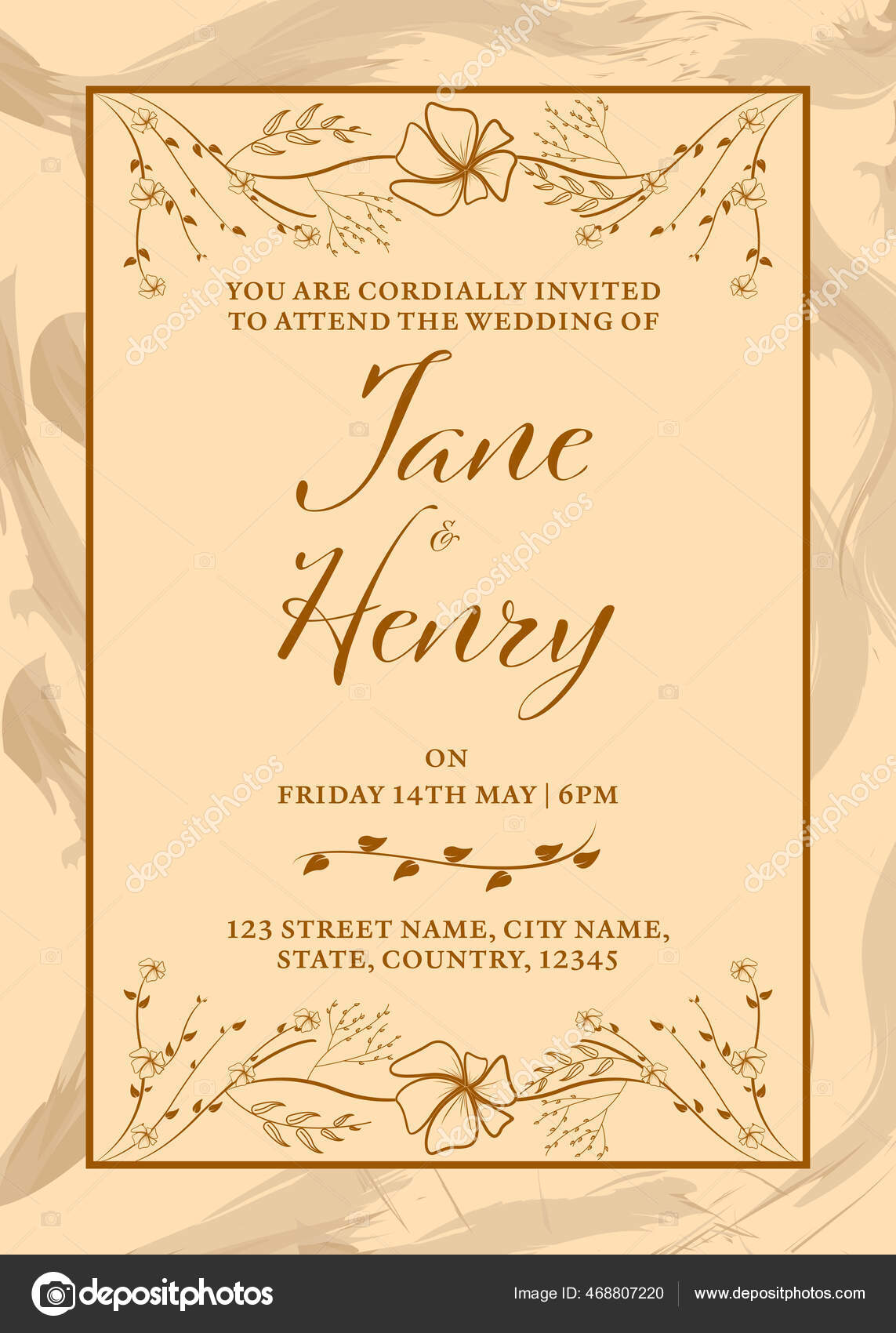 Elegant Wedding Invitation Card Design Venue Details Stock Vector Image ...