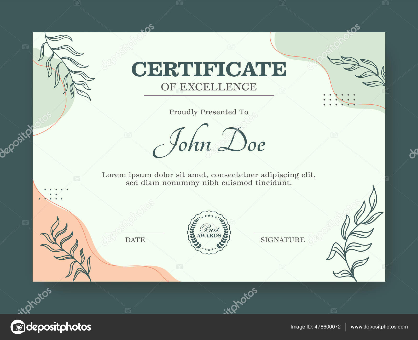 Editable Certificate Excellence Template Design Stock Vector by ... Editable Certificate Excellence Template Design Stock Vector by ...