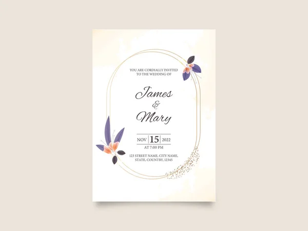 Wedding Invitation Card Date Template Layout White Color Stock Vector ...