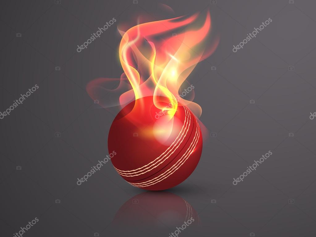 Red cricket ball in fire flame. Stock Vector by ©alliesinteract 61606595