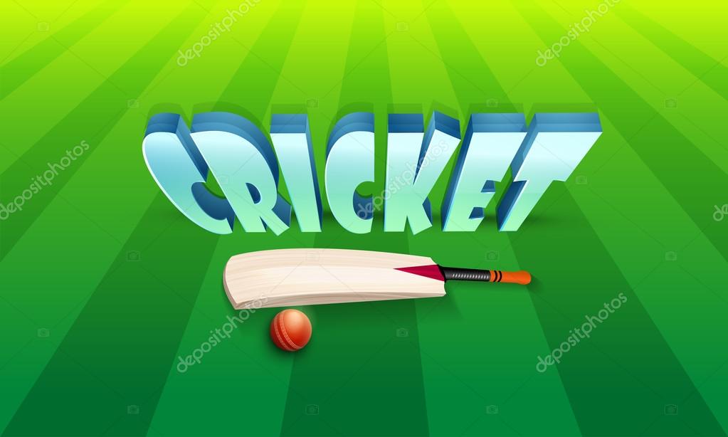 3D text with bat and ball for Cricket. Stock Vector Image by ...
