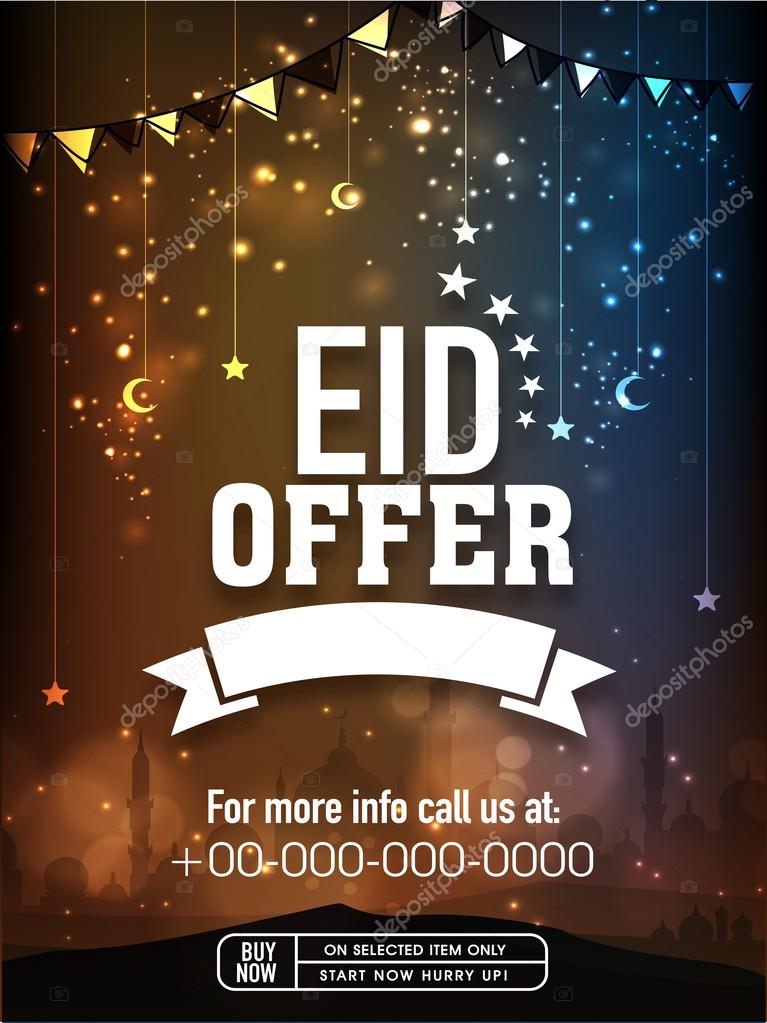 Beautiful poster, banner or flyer for Eid offer. Stock Vector Image by ...