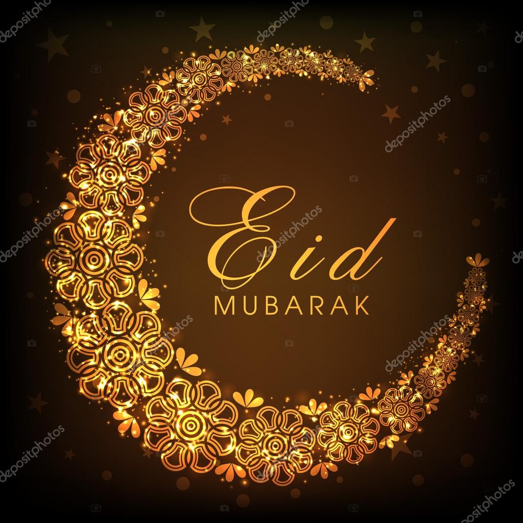Golden crescent moon for Eid Mubarak celebration. Stock Vector Image by ...
