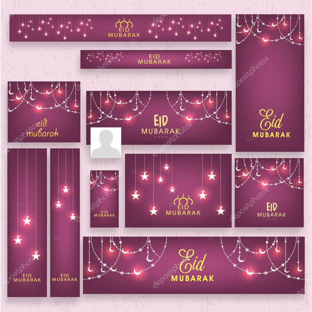Social media post and header set for Eid Mubarak. Stock Vector Image by ...
