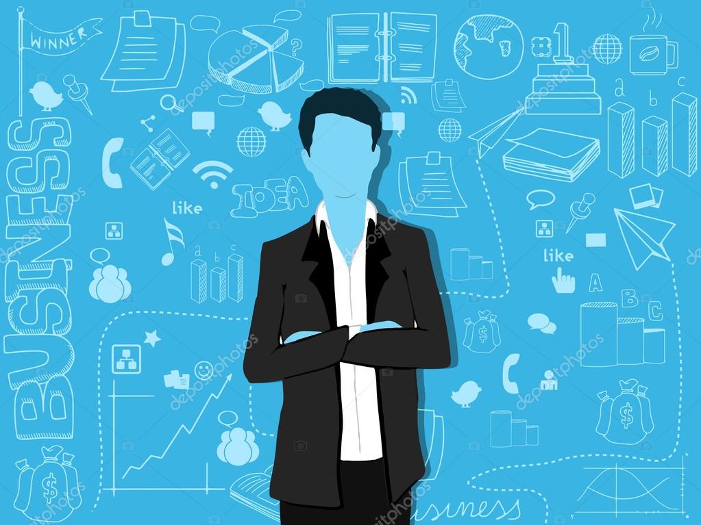 Business man with infographic elements. Stock Vector Image by ...