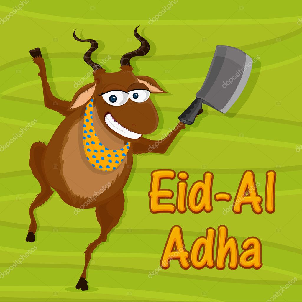Funny goat with chopper for Eid-Al-Adha. Stock Vector by ...