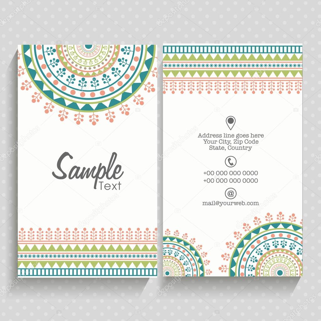 Floral vertical business card or visiting card set. Stock Vector by ...