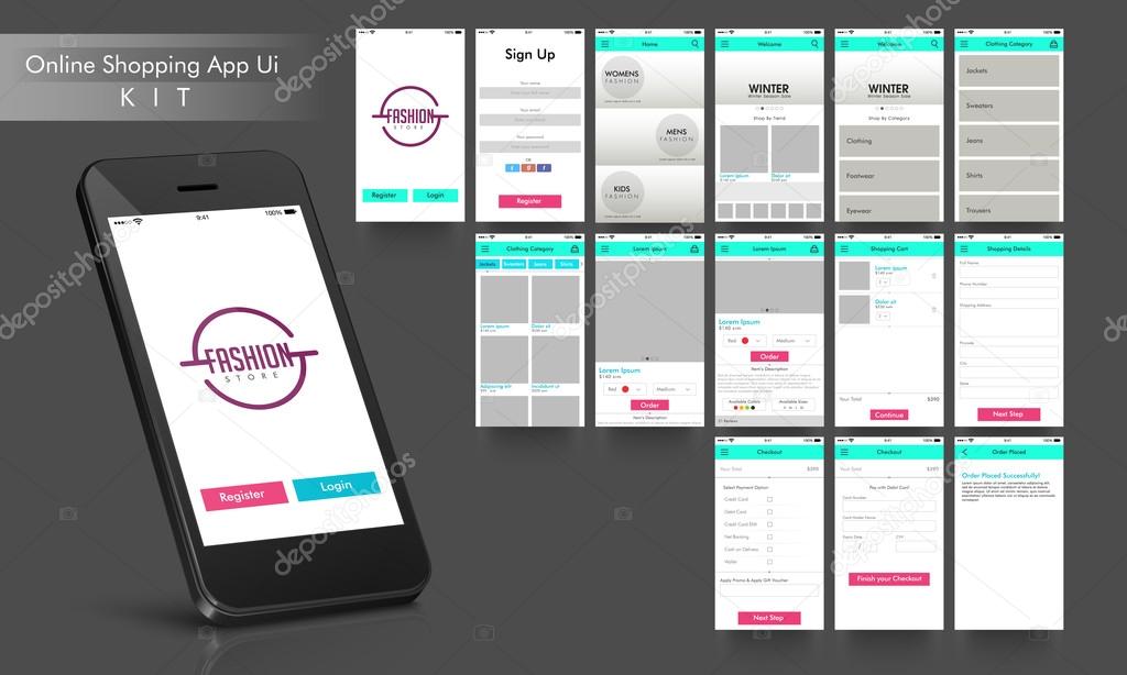 Mobile User Interface for Online Shopping concept. Stock Vector by ... Mobile User Interface for Online Shopping concept. Stock Vector by ...