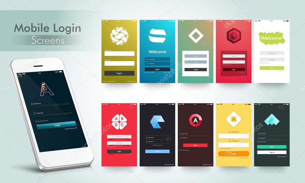 Mobile Login Screens UI kit with Smartphone. Stock Vector Image by ... Mobile Login Screens UI kit with Smartphone. Stock Vector Image by ...
