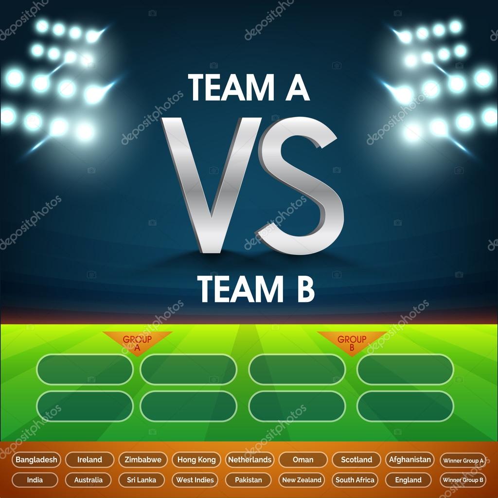 Cricket Match Schedule with Participant Countries. — Stock Vector ...