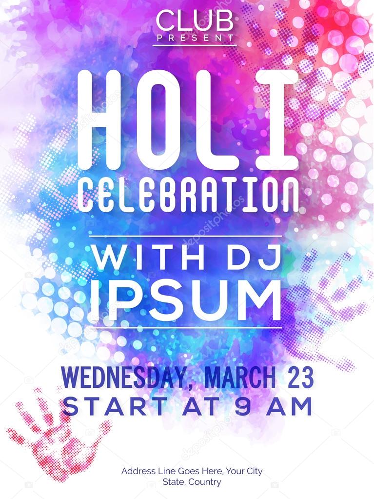 Pamphlet, Banner or Flyer for Holi celebration. Stock Vector by ...