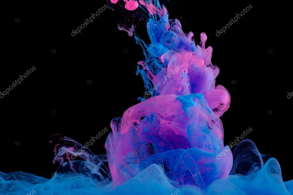 Blue pink clouds of ink in liquid Stock Photo by ©nejron 104549838