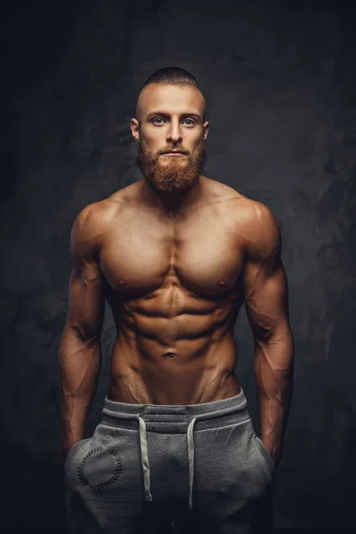 Shirtless bodybuilder with beard. Stock Photo by ©fxquadro 81115426