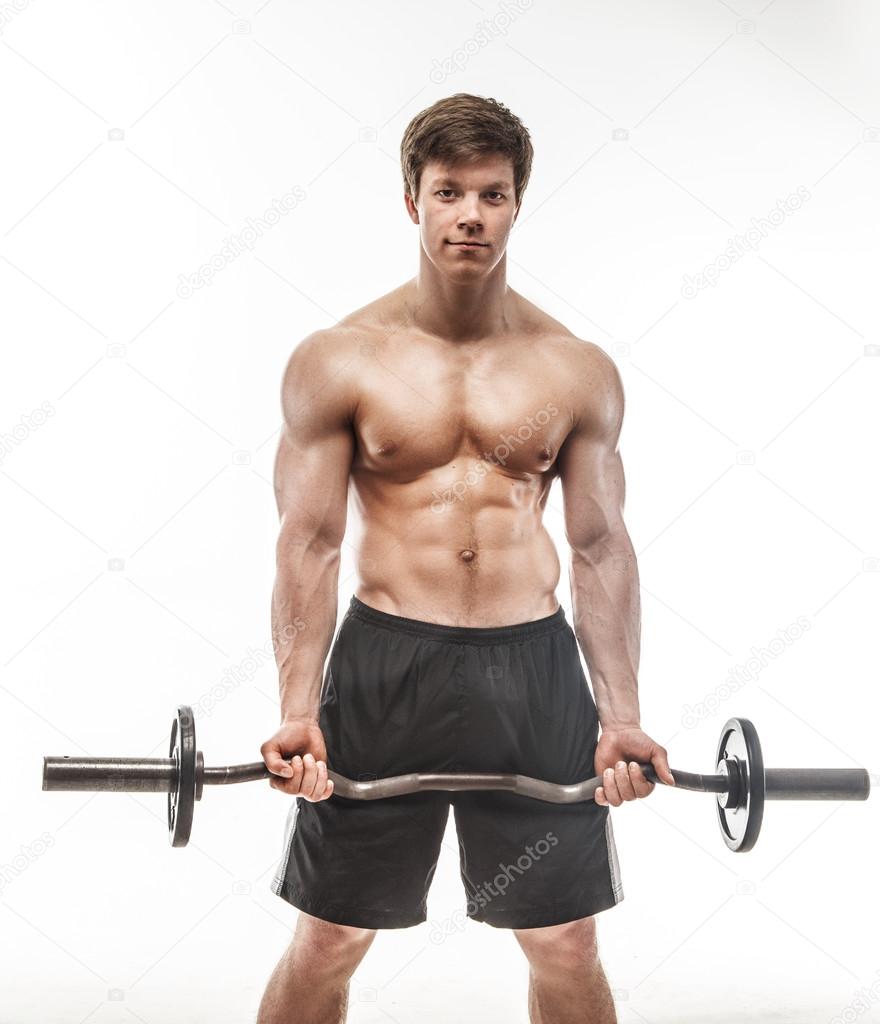 Muscular guy with barbell Stock Photo by ©fxquadro 72533699