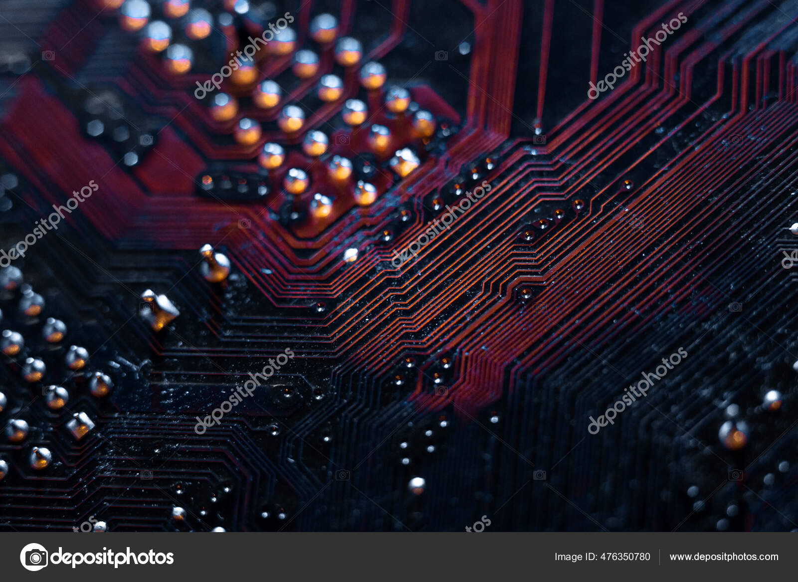 Microchips, computer boards, close-up, low depth of field, Stock Photo ...