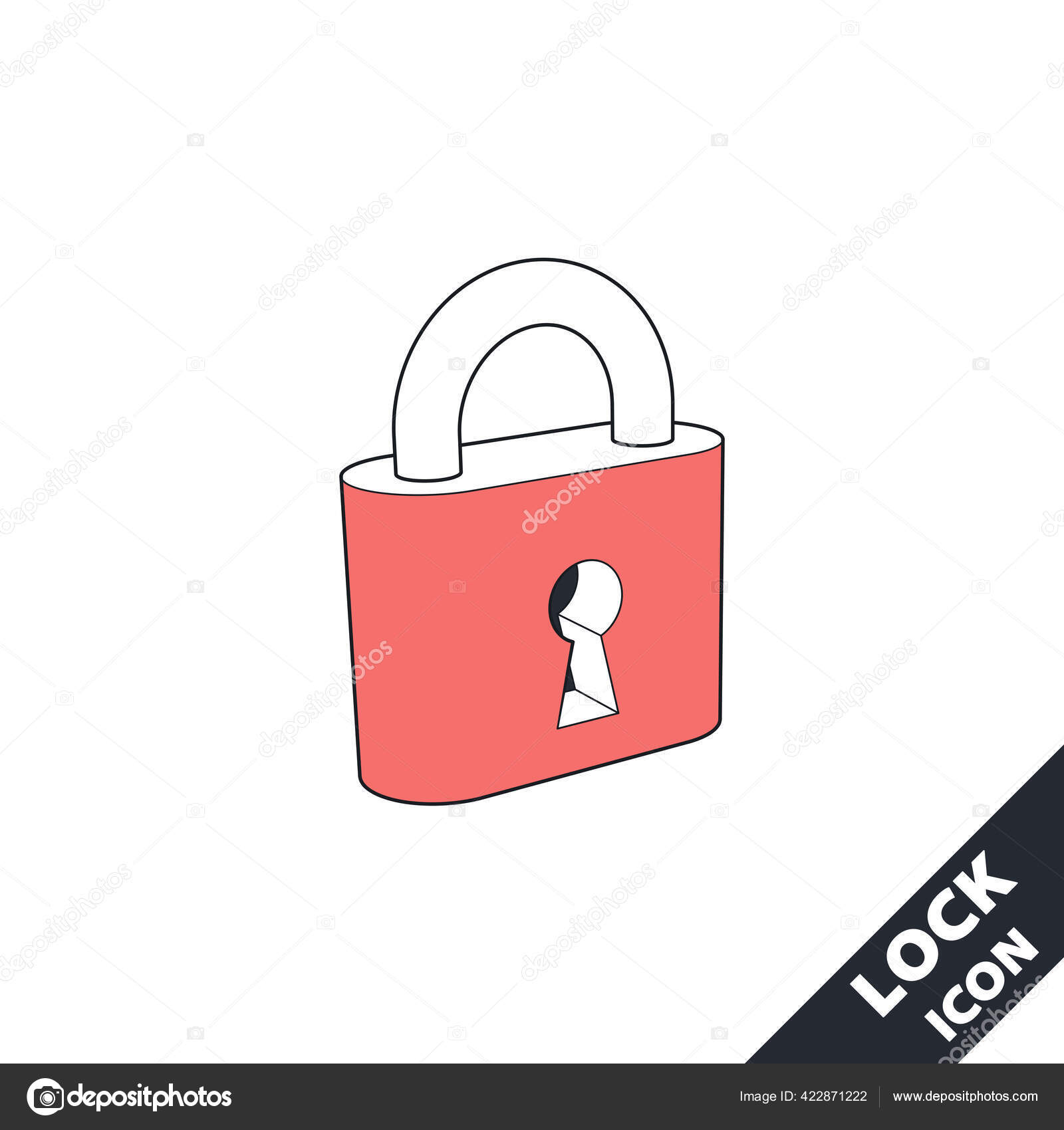 Closed Lock Icon Vector Illustration Flat Style Isolated White ...