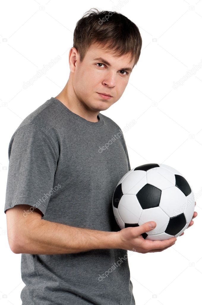 Man with classic soccer ball Stock Photo by ©DenisNata 85112886