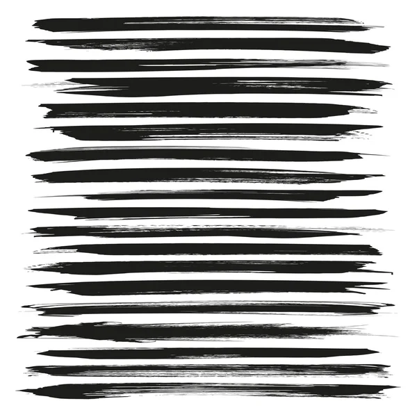 Abstract black long vector brush strokes isolated on a white background ...