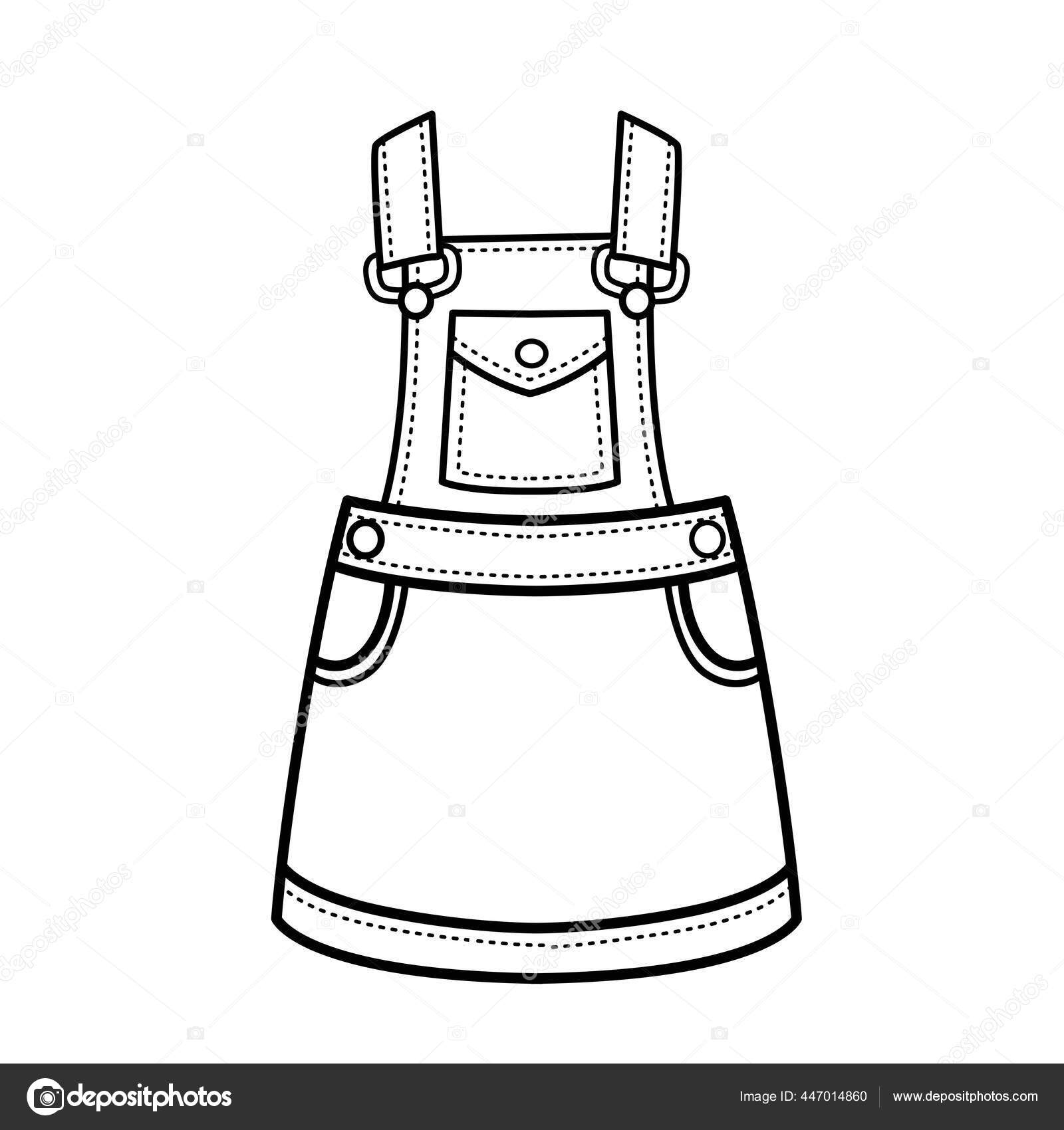 Denim Sundress Outline Coloring White Background Stock Vector by ...