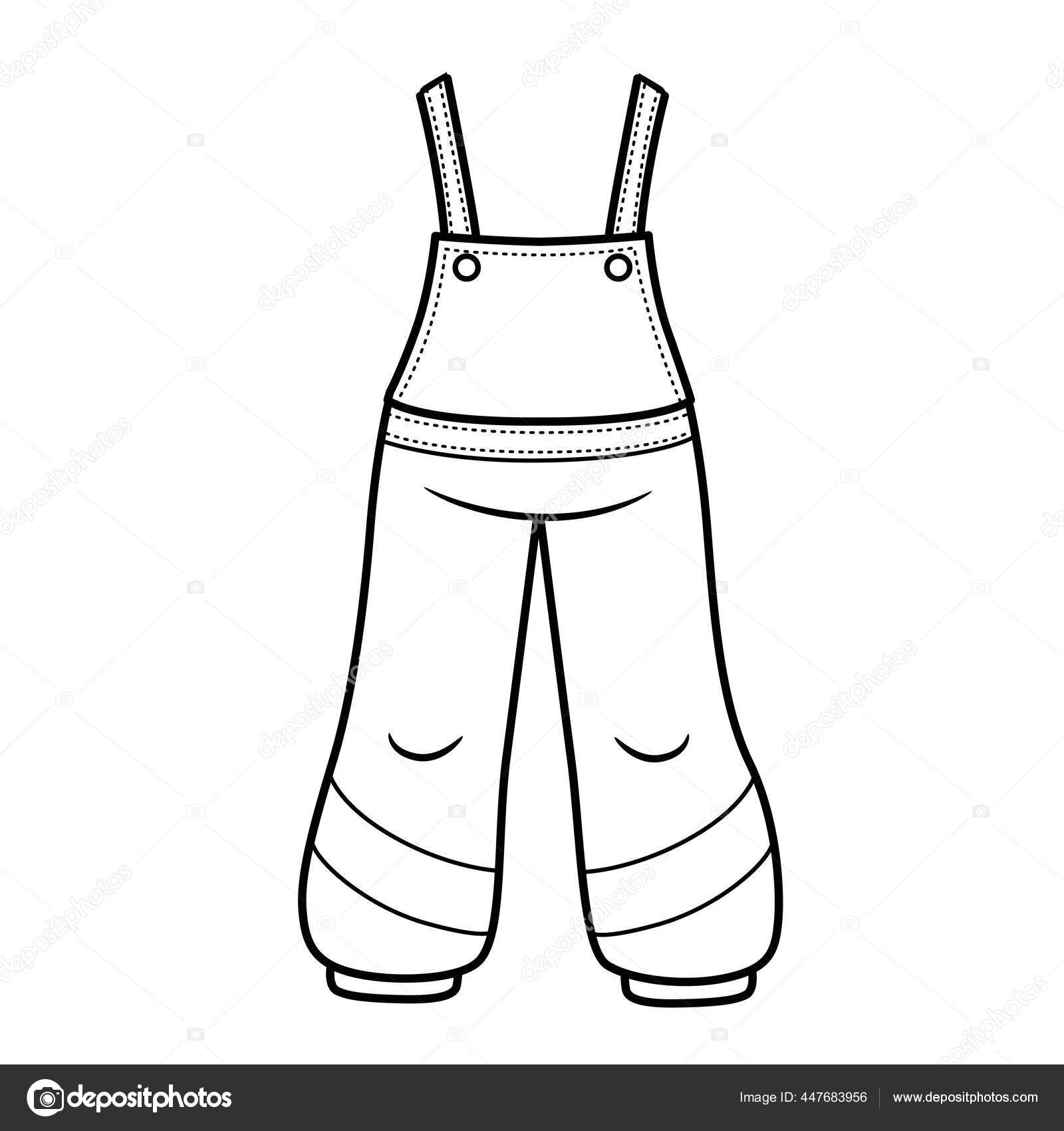 Winter Insulated Trousers Straps Outline Coloring White Background ...