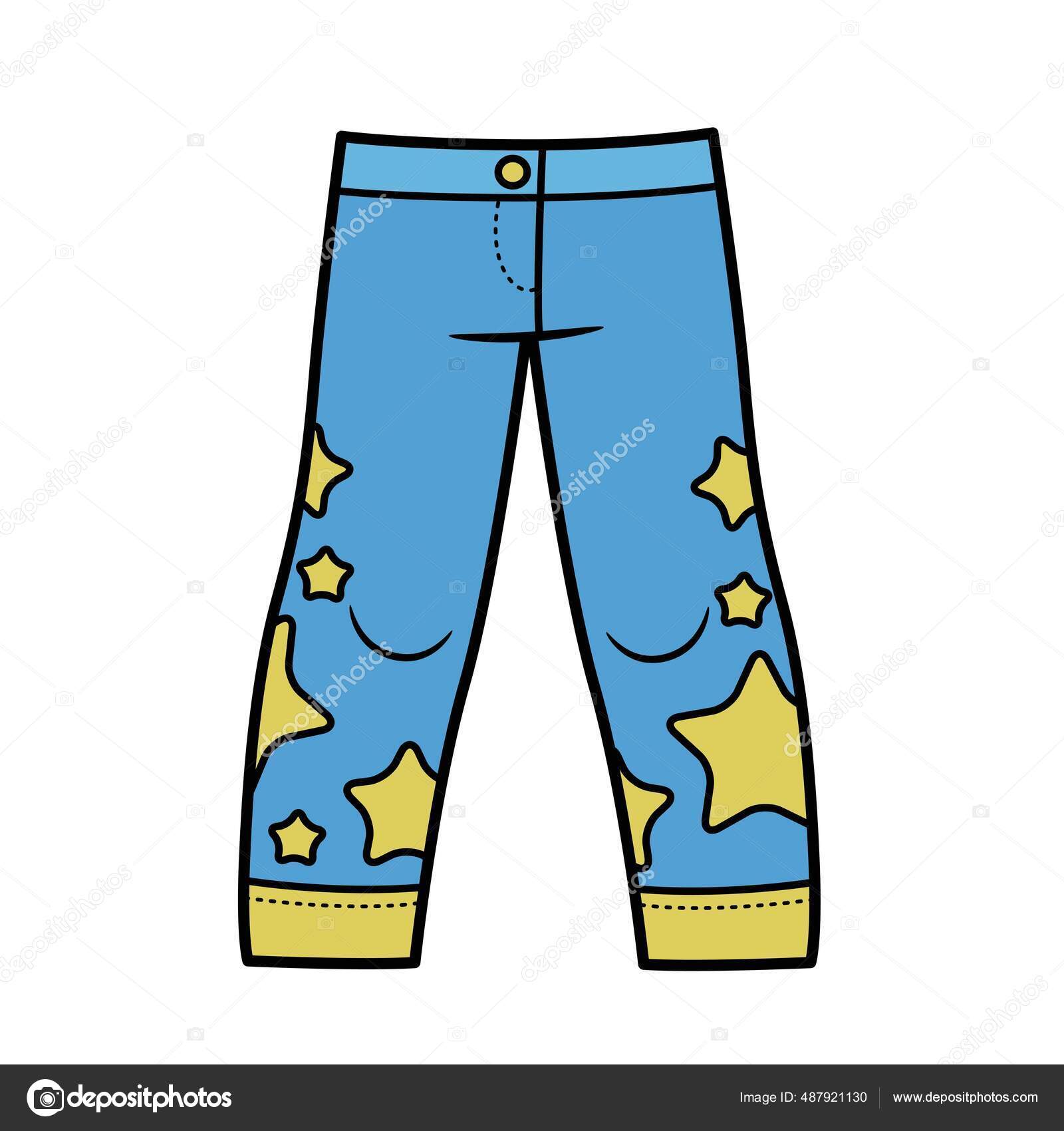 Pants Star Applique Girls Color Variation Coloring Page Isolated White ...