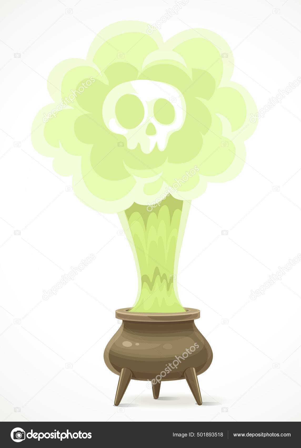 Explosion Green Potion Cauldron Isolated White Background Stock Vector ...