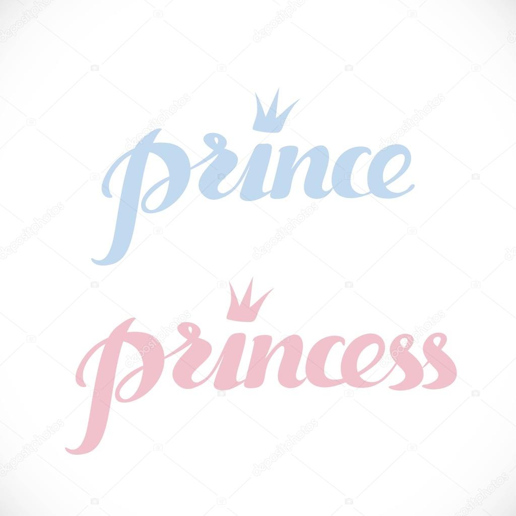 Prince and princess calligraphic inscription for invitation, gre ...