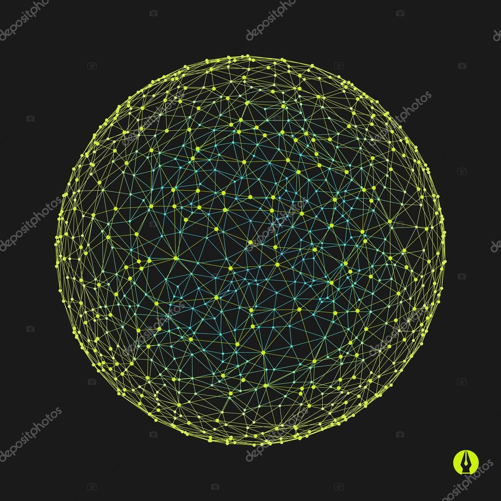 3d Sphere. Global Digital Connections. Technology Concept. Vector ...